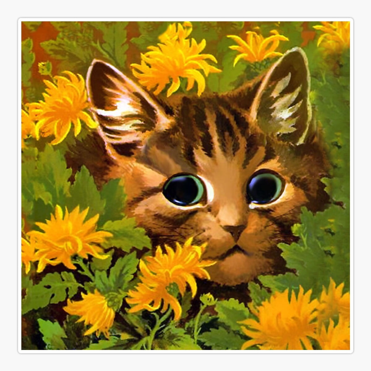 Onim Hide & Seek Kitty - Louis Wain Cats Sticker, Phone Decal Water ...