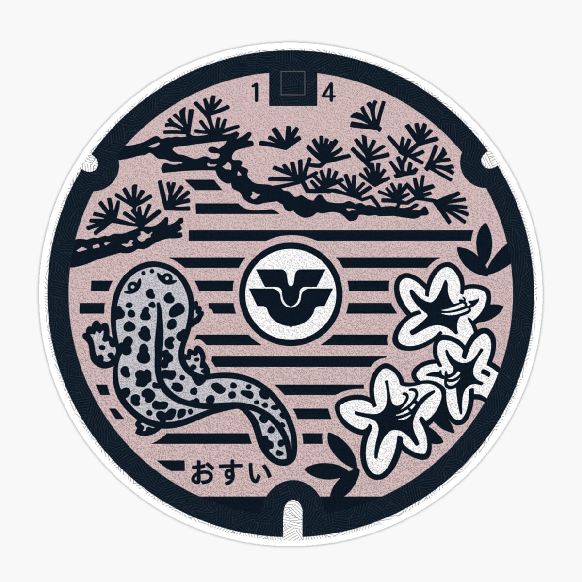 Onim Higashihiroshima City Manhole Cover Art 2 Sticker, Phone Decal ...