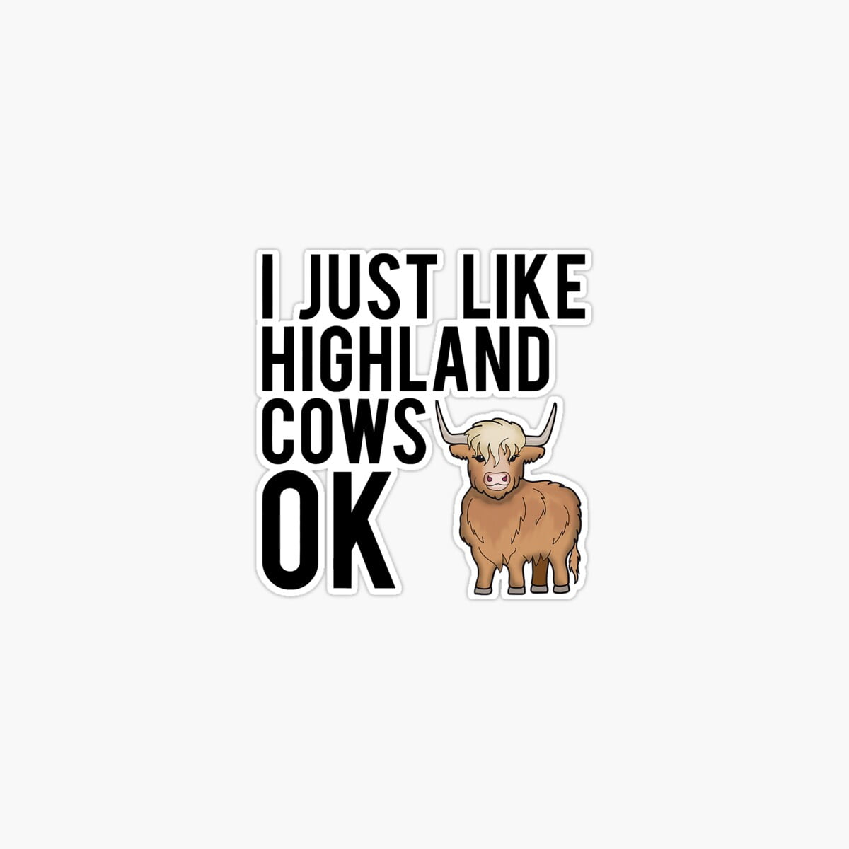 Onim Highland Cattle Cow Longhaired Sticker - Walmart.com