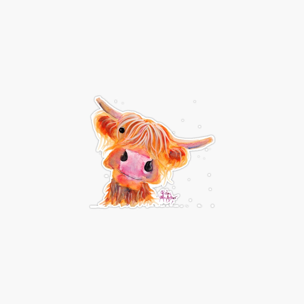 Onim Highland Cow 'Nessie' From Original Painting By Shirley Macarthur ...