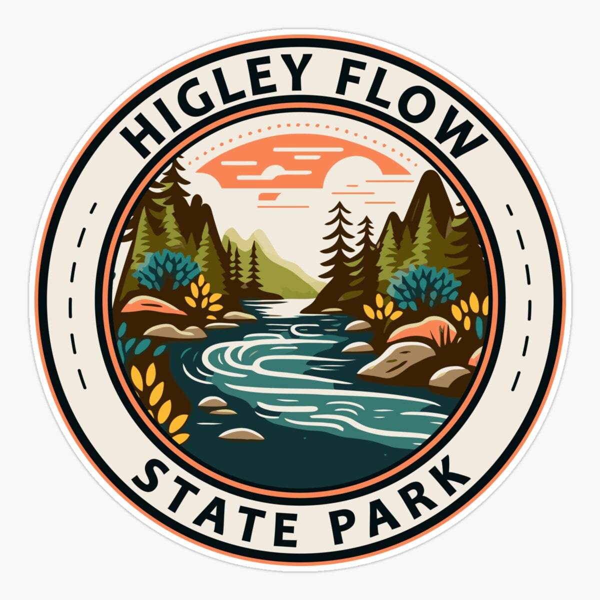 Onim Higley Flow State Park New York Travel Art Badge Sticker, Phone ...