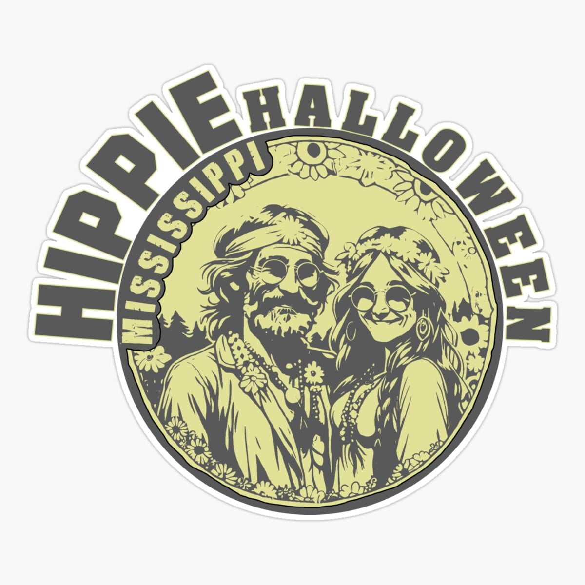 Onim Hippie Halloween Missisippi Pun Retro Design Sticker, Phone Decal ...