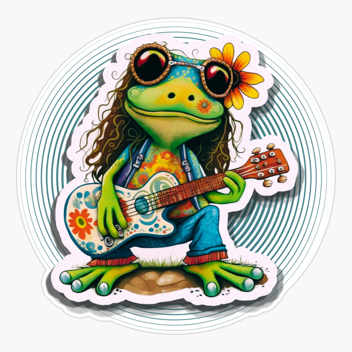 Onim Hippie Retro Frog Sticker, Phone Decal Water Bottle Stickers Car ...