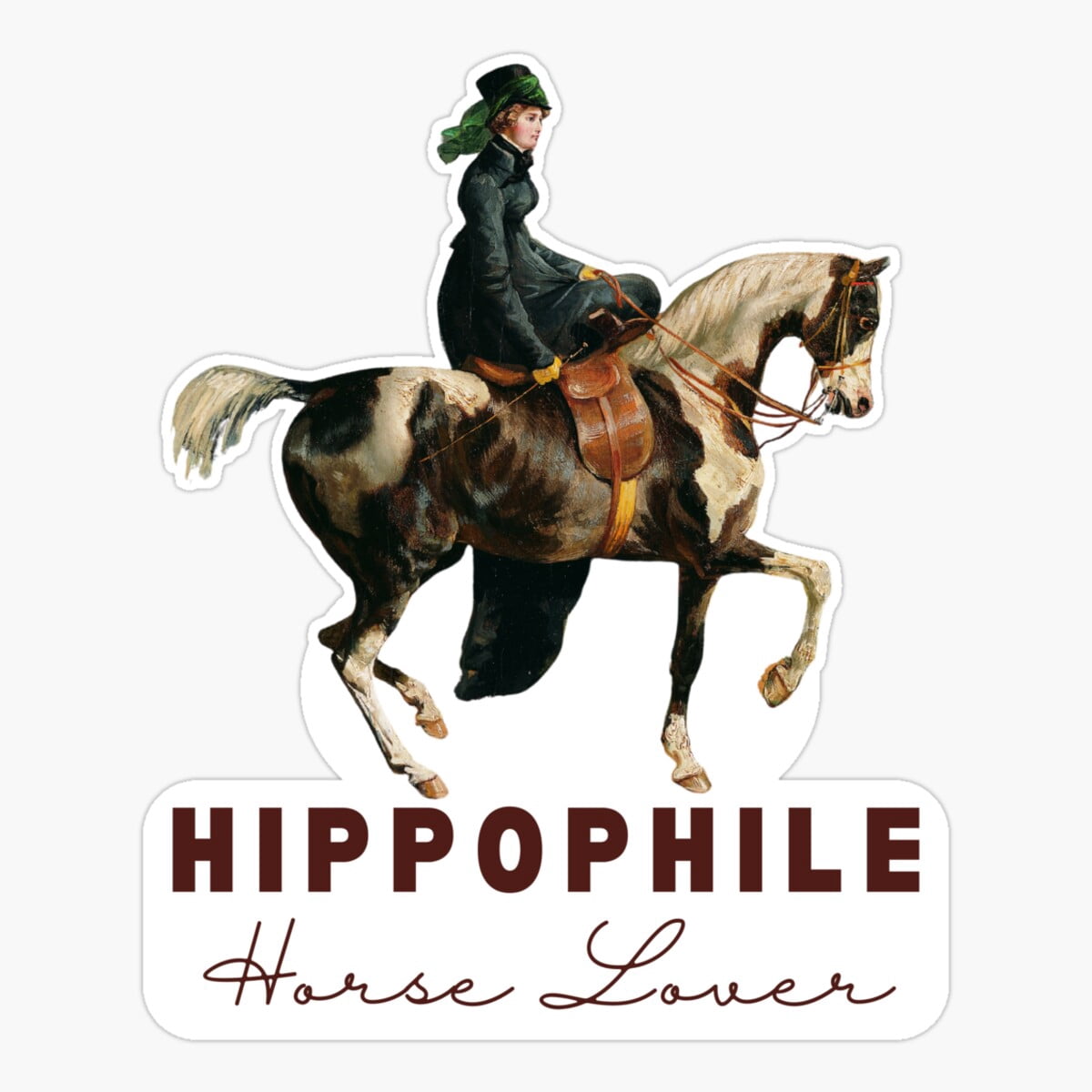 Onim Hippophile Horse Lover Fun Dark Academia Equestrian Gift Sticker ...