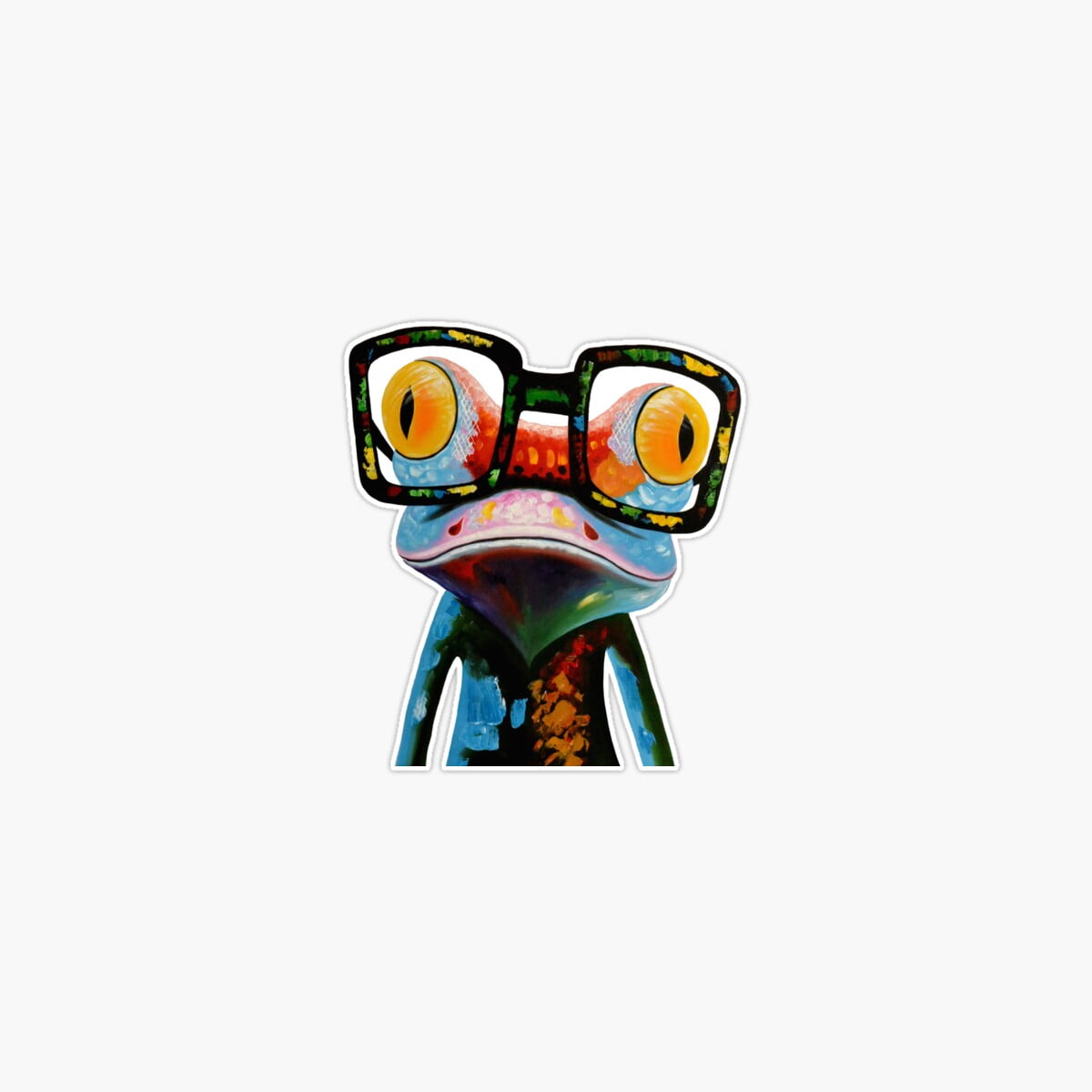 Onim Hipster Frog Nerd Glasses Sticker, Phone Decal Water Bottle ...