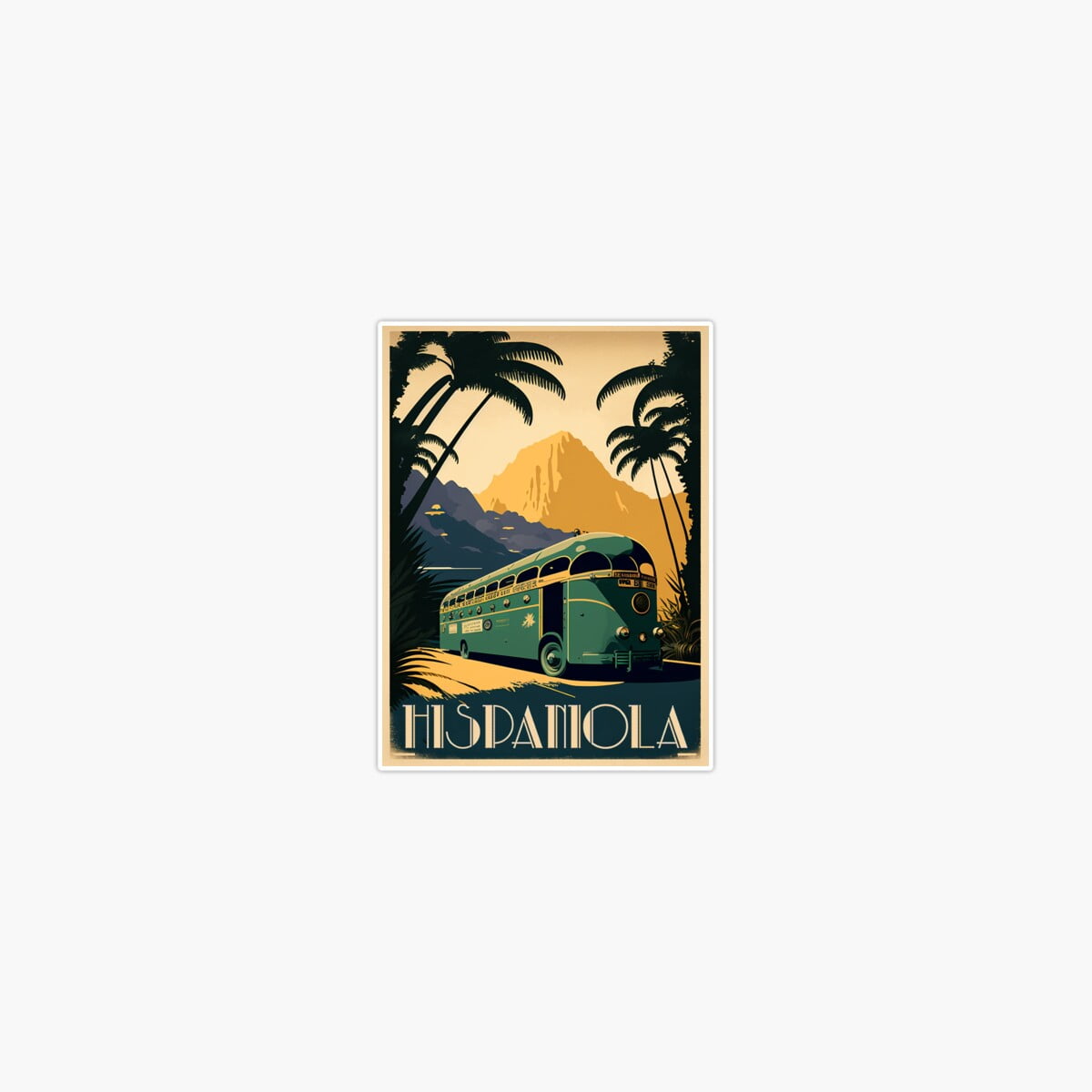 Onim Hispaniola Dominican Republic Vintage Travel Art Poster Sticker ...