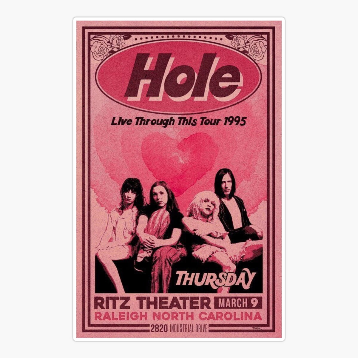 Onim Hole 1995 Tour Print Sticker, Phone Decal Water Bottle Stickers ...