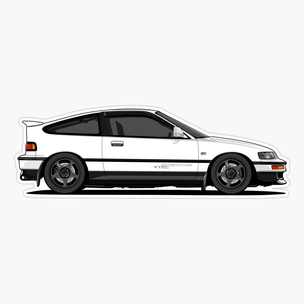 Onim Honda Crx_Bw Sticker, Phone Decal Water Bottle Stickers Car Decals ...