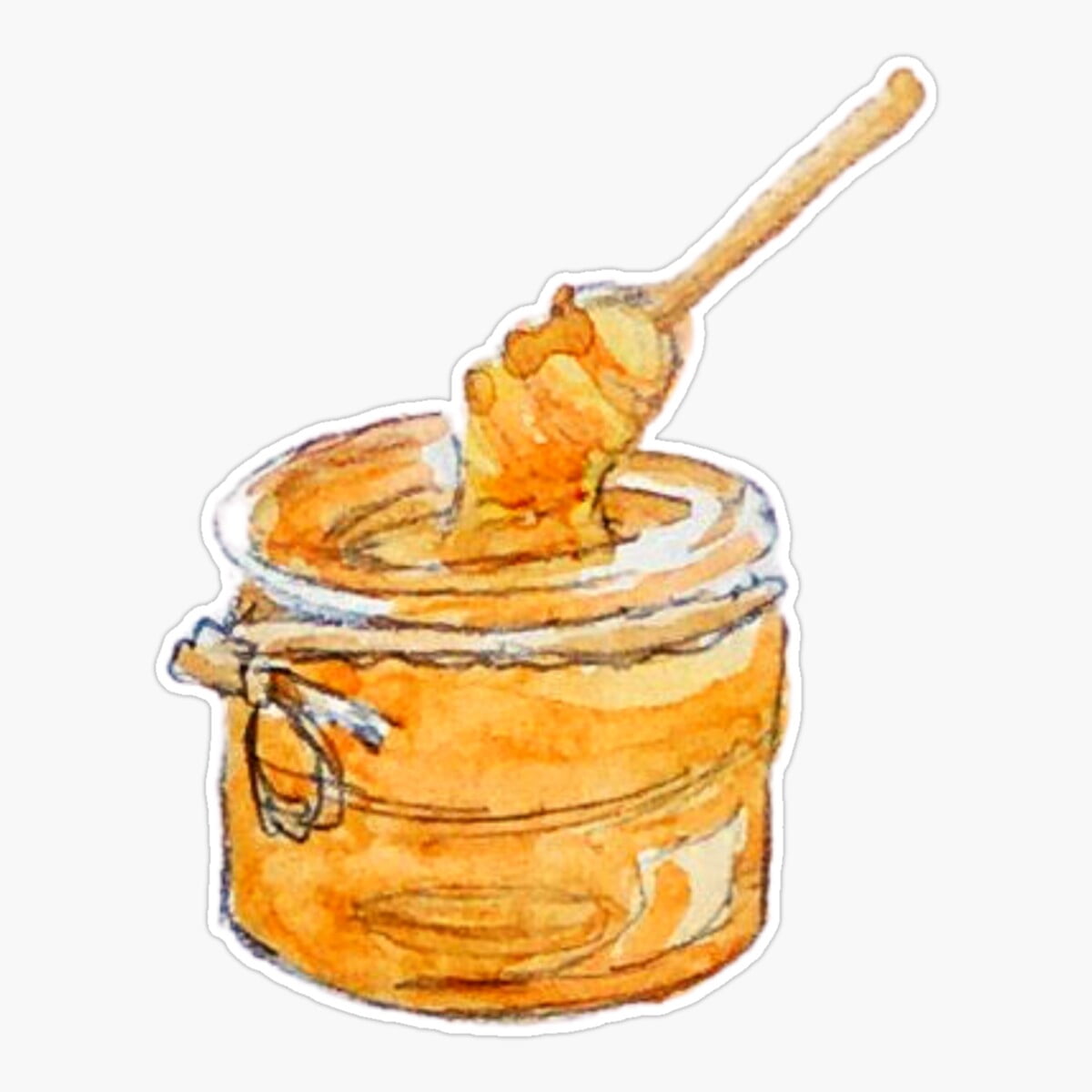 Onim Honey Jar And Wooden Honey Dipper Sticker, Phone Decal Water ...