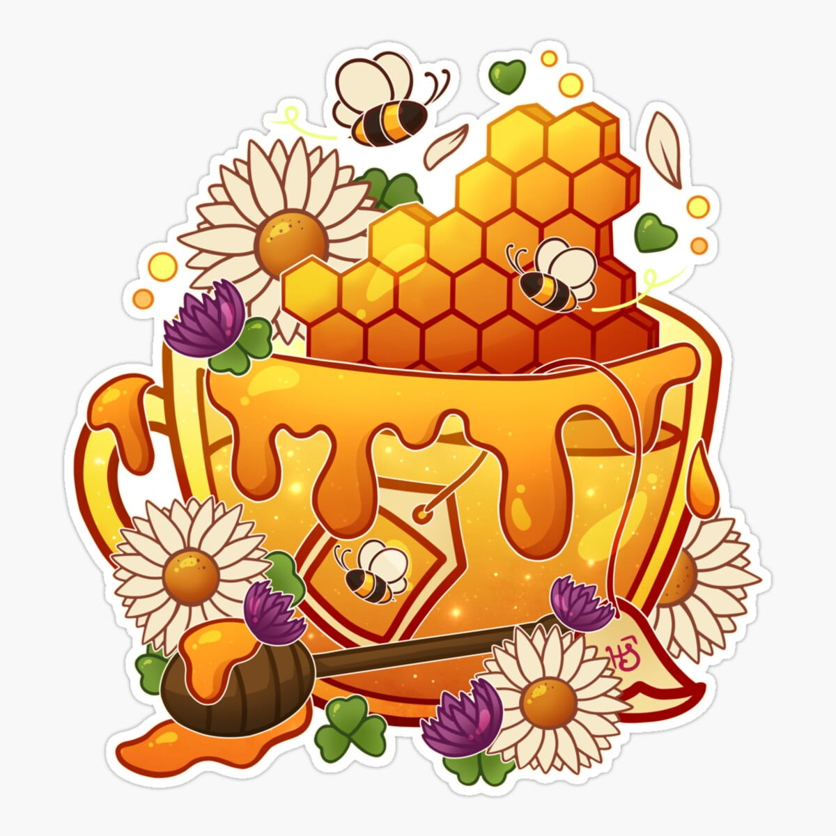 Onim Honeycomb Teacup Sticker, Phone Decal Water Bottle Stickers Car ...