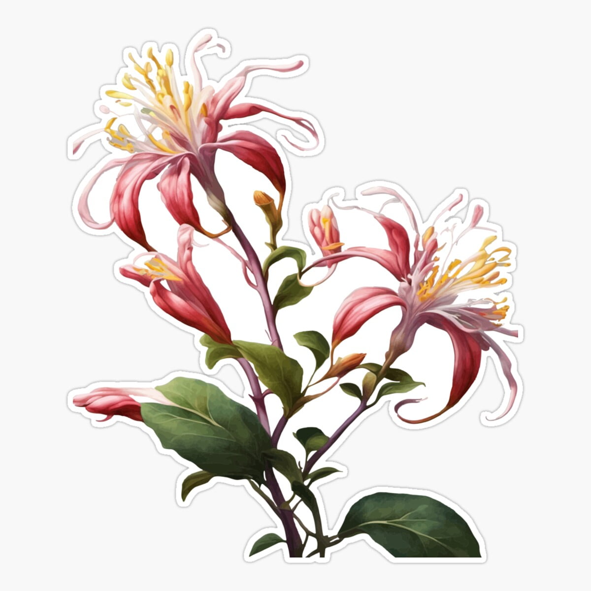 Onim Honeysuckle Vine Artistic And Stylized Sticker, Phone Decal Water ...