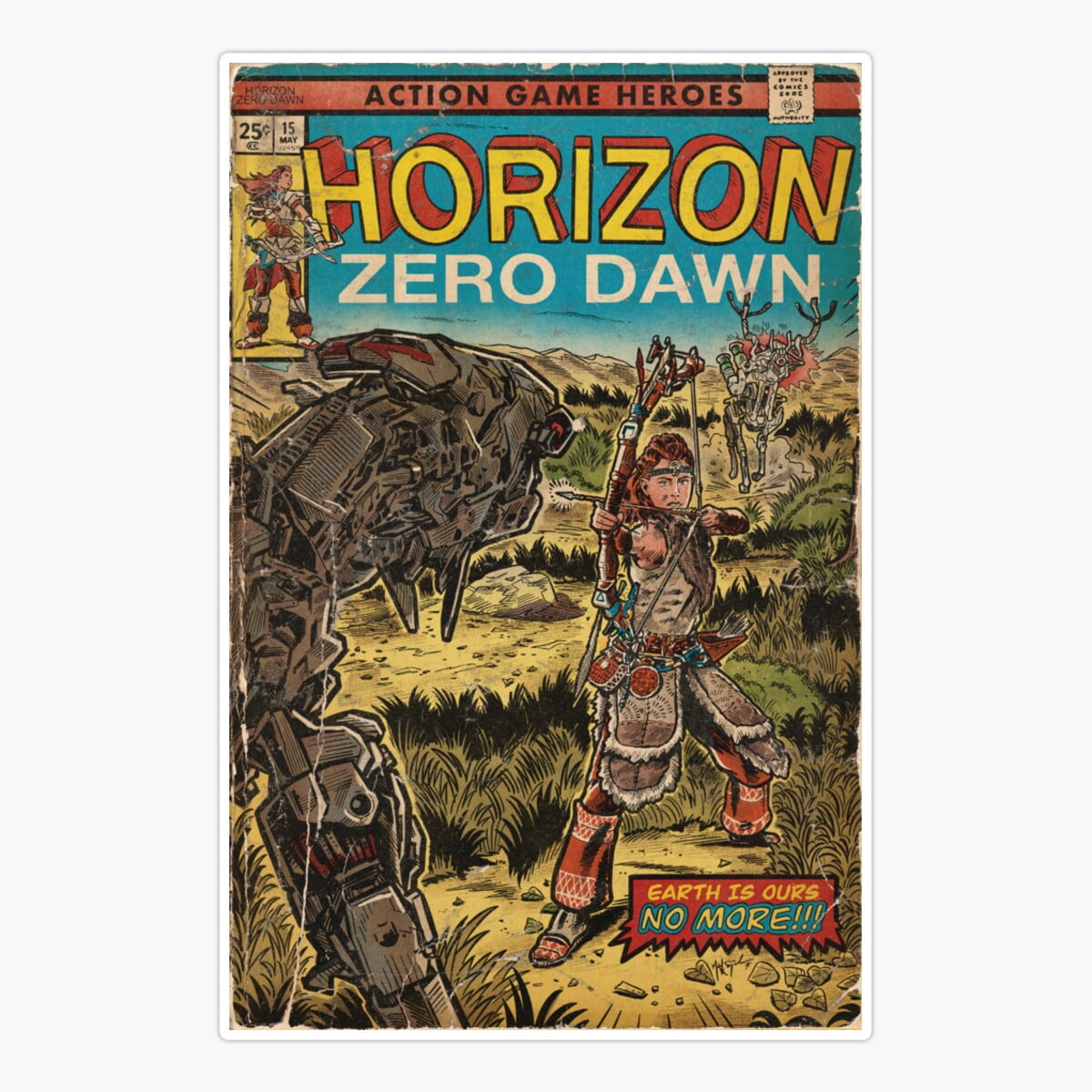 Onim Horizon Zero Dawn - Comic Cover Fan Art Sticker, Phone Decal Water ...