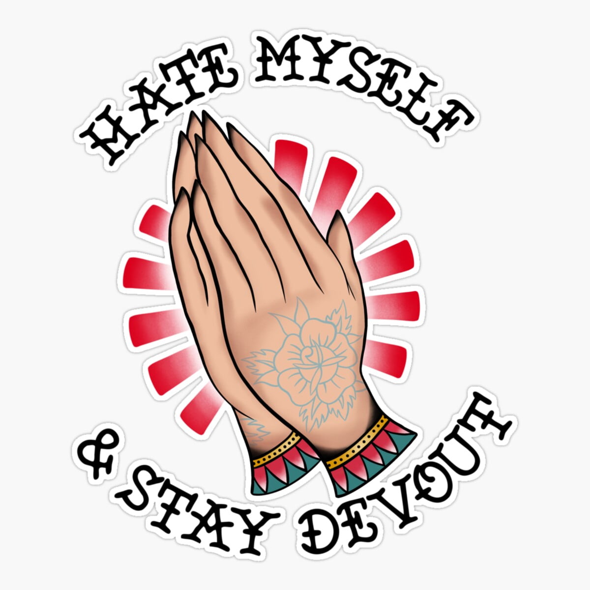 Onim Hot Mulligan Prayer Hands Sticker, Phone Decal Water Bottle ...