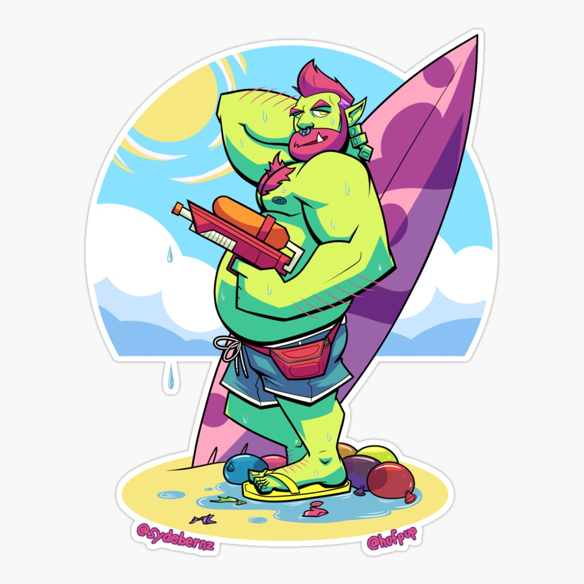 Onim Hot Orc Summer Sticker, Phone Decal Water Bottle Stickers Car ...