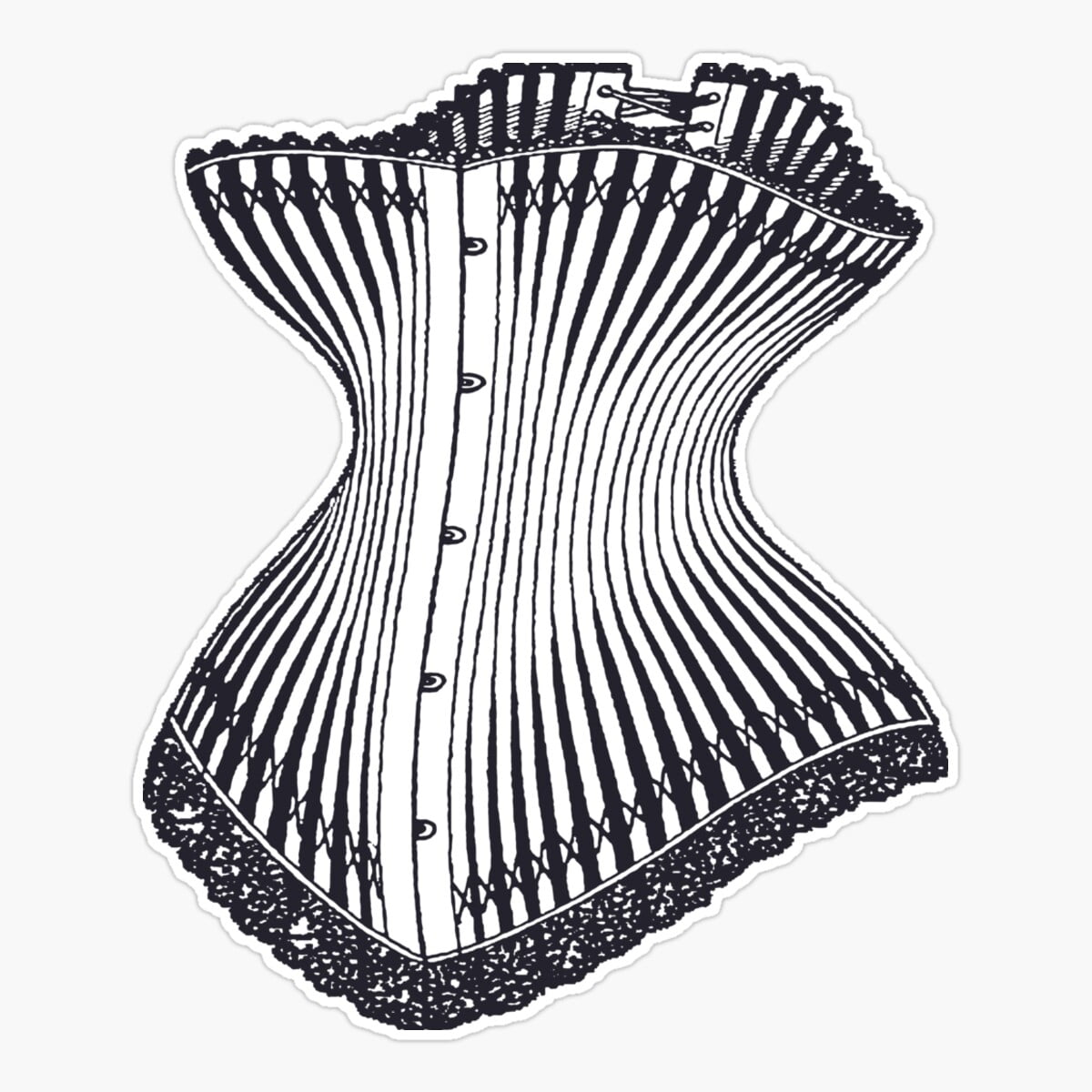 Onim Hourglass Corset Vintage Style Black And White Illustration ...