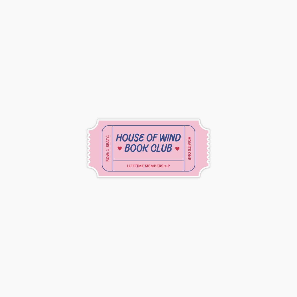 Onim House Of Wind Book Club Ticket - Pink And Blue Sticker, Phone ...