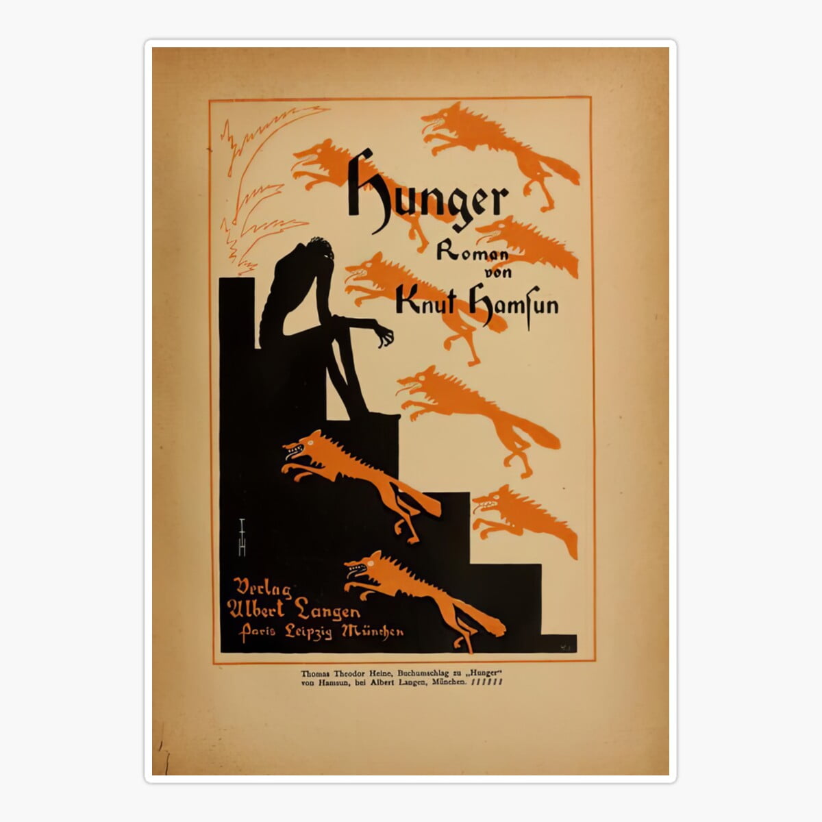 Onim Hunger By Knut Hamsun Sticker, Phone Decal Water Bottle Stickers ...