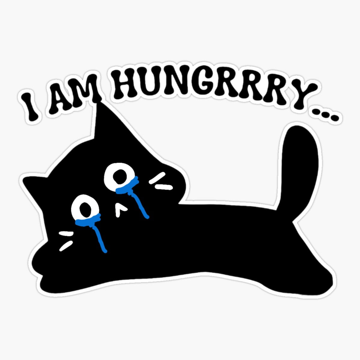 Onim Hungry Crying Black Cat Sticker, Phone Decal Water Bottle Stickers ...