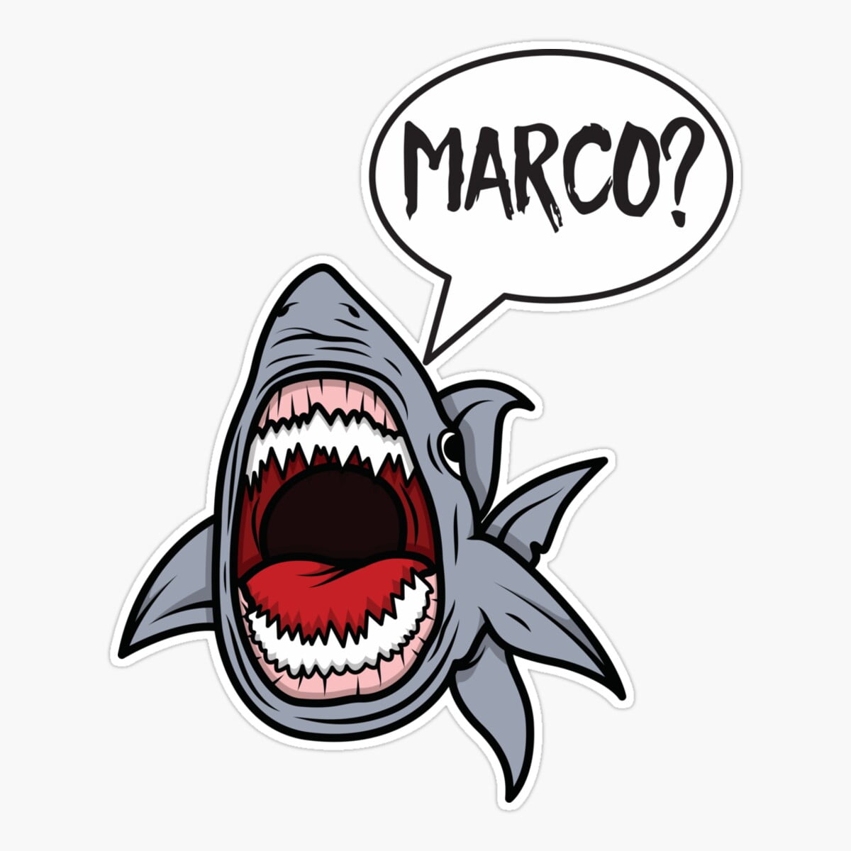 Onim Hungry Shark Playing Marco Polo Sticker, Phone Decal Water Bottle ...
