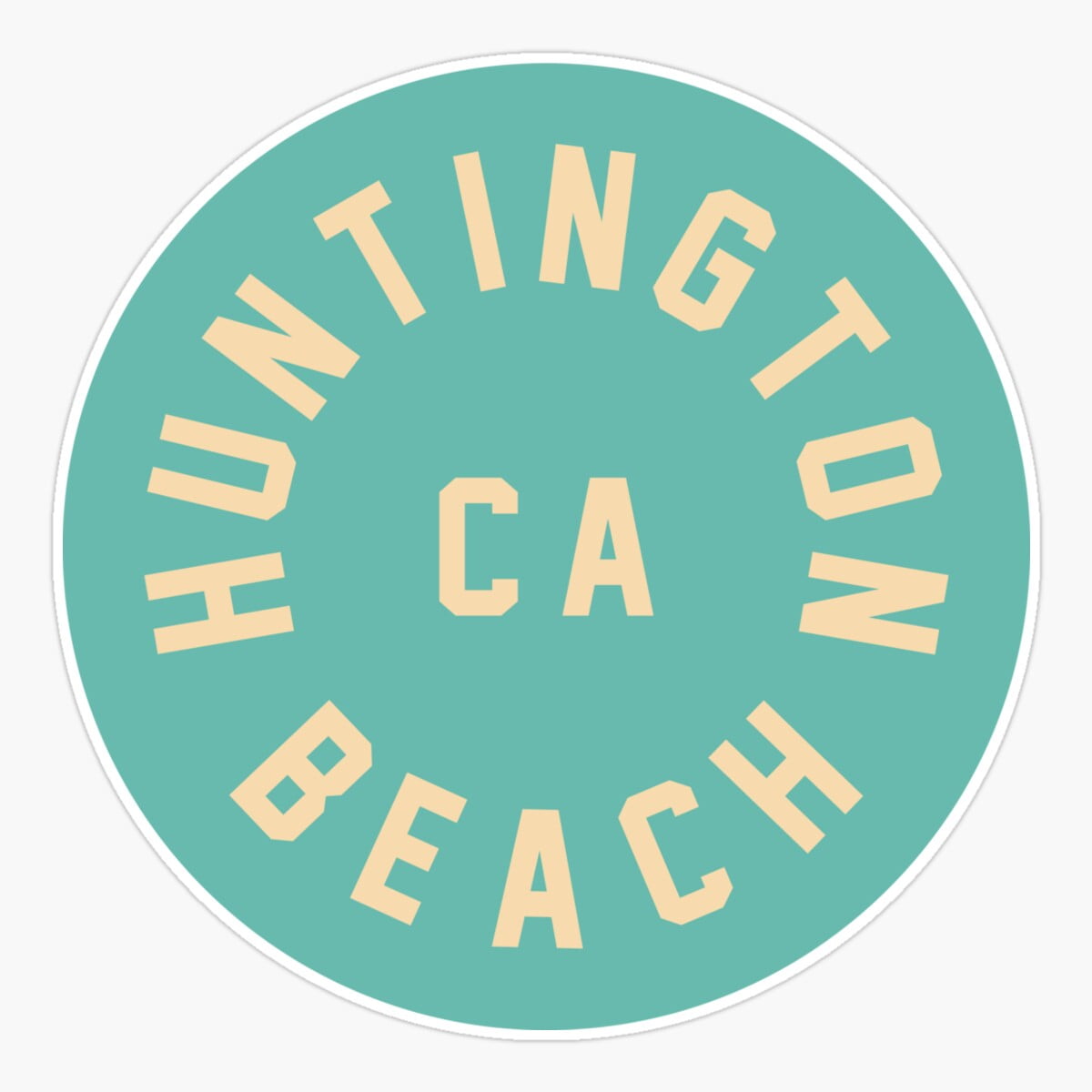 Onim Huntington Beach - California - Green Circle Sticker, Phone Decal ...