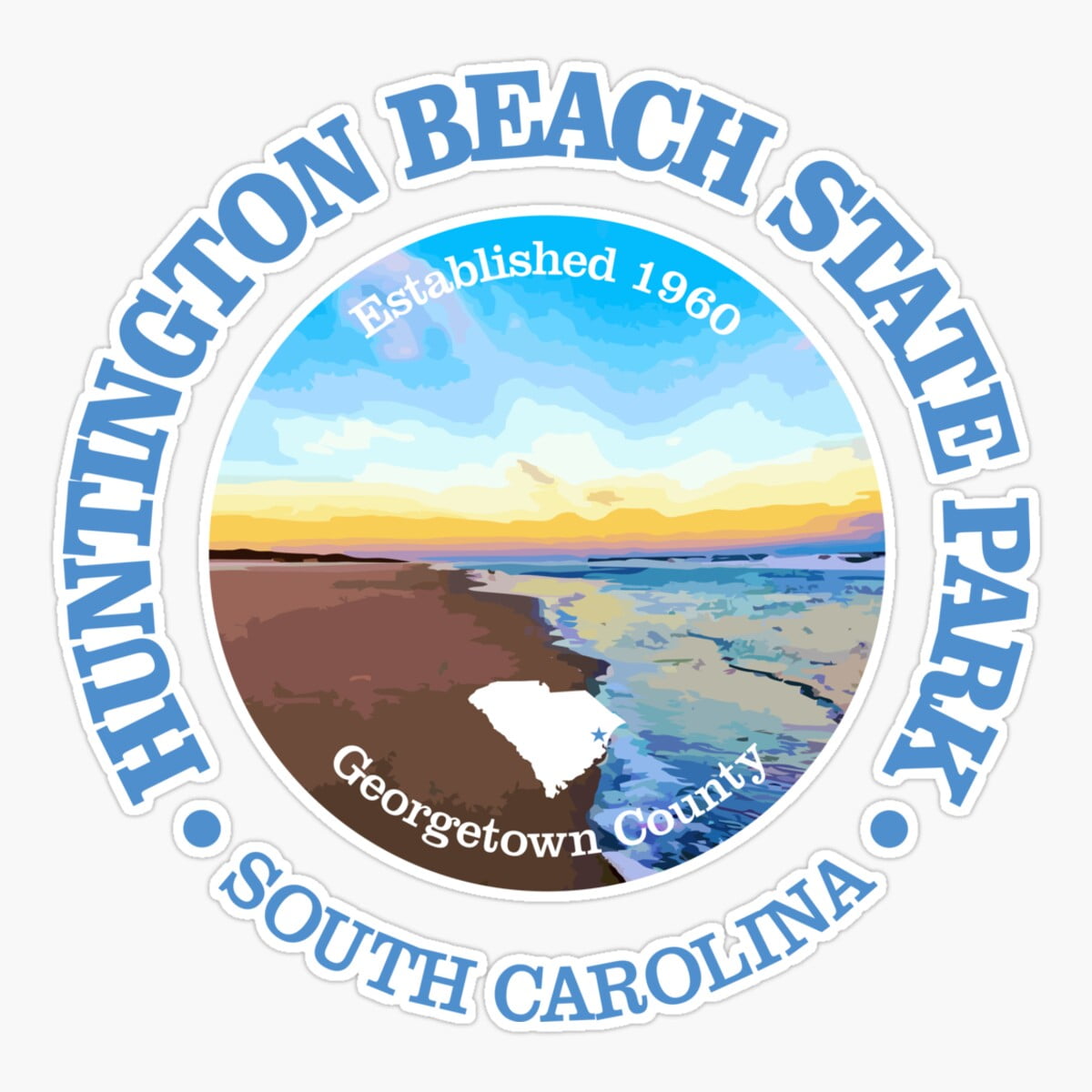 Onim Huntington Beach State Park (Sp) Sticker, Phone Decal Water Bottle ...