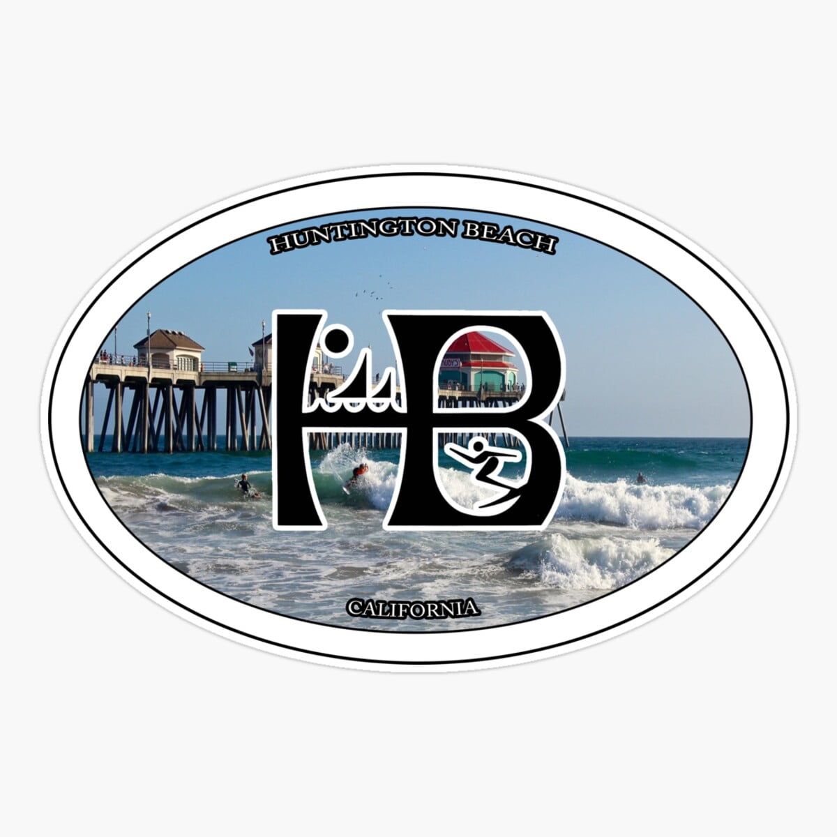 Onim Huntington Beach Travel Sticker Sticker, Phone Decal Water Bottle ...