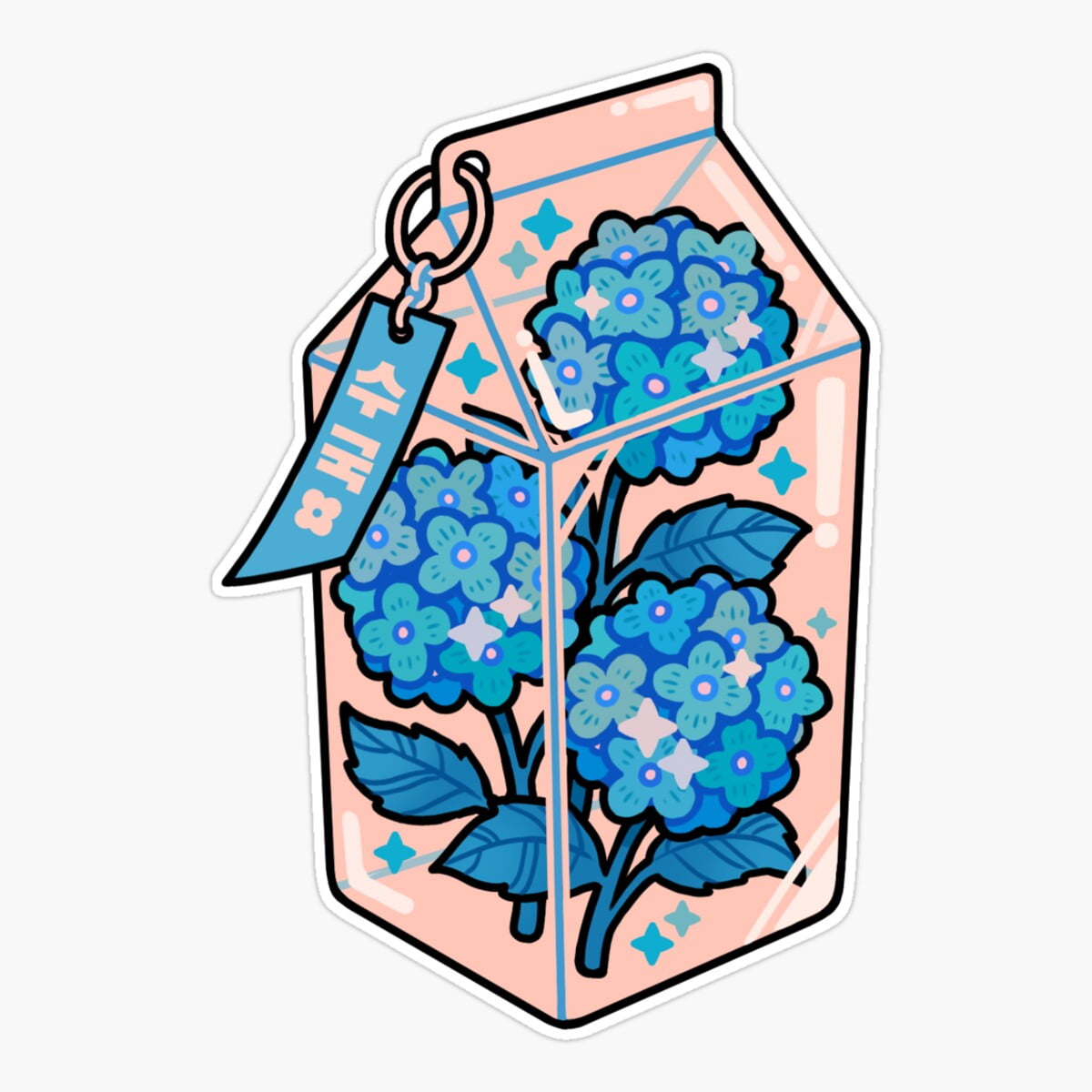 Onim Hydrangeas Milkbox Sticker, Phone Decal Water Bottle Stickers Car ...
