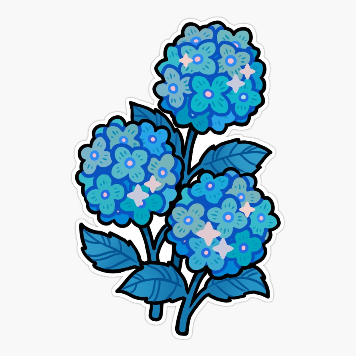Onim Hydrangeas Sticker, Phone Decal Water Bottle Stickers Car Decals ...