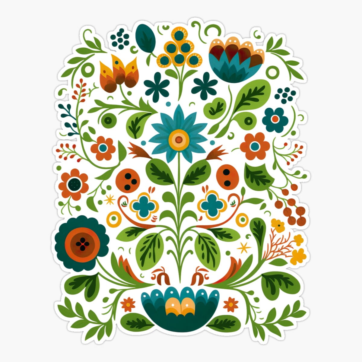 Onim Hygge Scandinavian Cottagecore Design Of Flowers Sticker, Phone ...