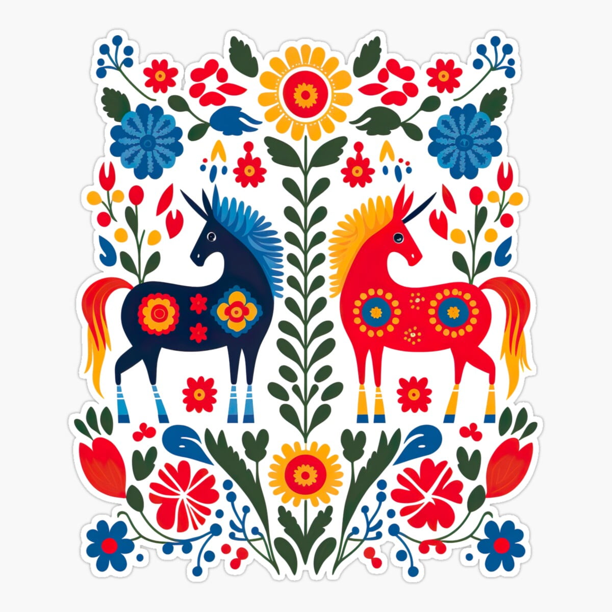 Onim Hygge Scandinavian Cottagecore Design Of Unicorns Sticker, Phone ...