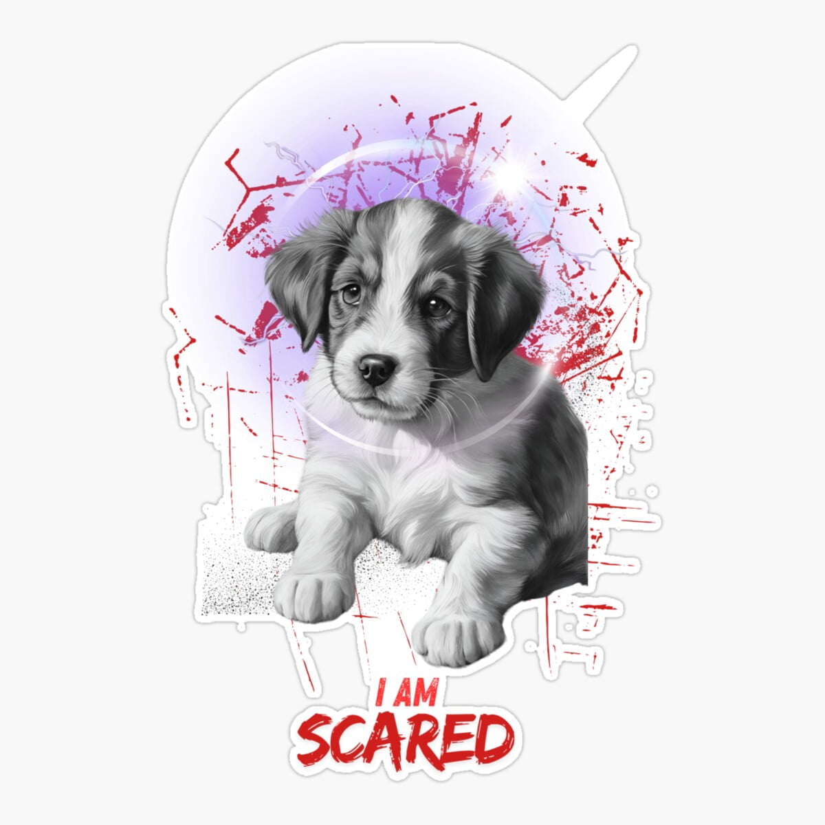 Onim I Am Scared – Emotional Puppy Design Sticker, Phone Decal Water ...