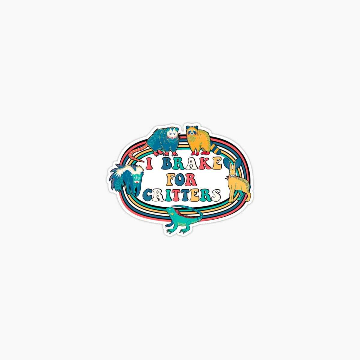 Onim I Brake For Critters Sticker, Phone Decal Water Bottle Stickers ...