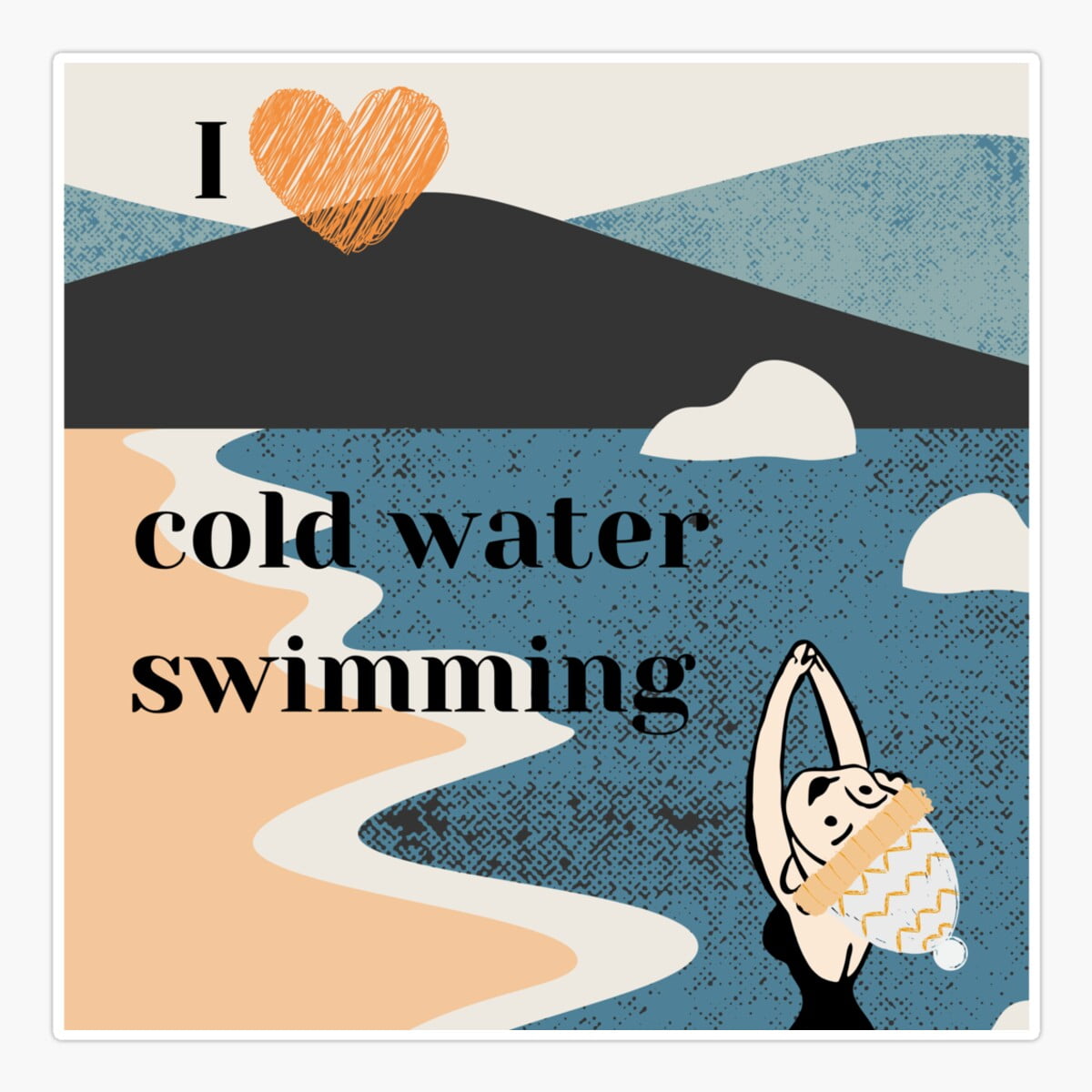 Onim I Love Cold Water Swimming Ice Water Sticker, Phone Decal Water ...
