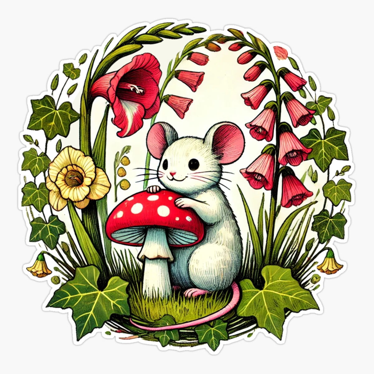 Onim Cottagecore Mouse Sticker, Phone Decal Water Bottle Stickers Car ...