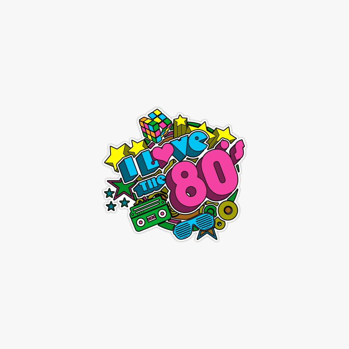 Onim I Love The 80S Retro Eighties Pop Culture Throwback Sticker, Phone ...