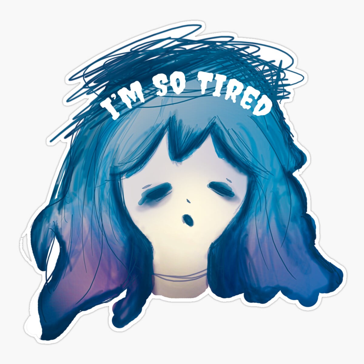 Onim I'M So Tired Girl Sticker, Phone Decal Water Bottle Stickers Car ...