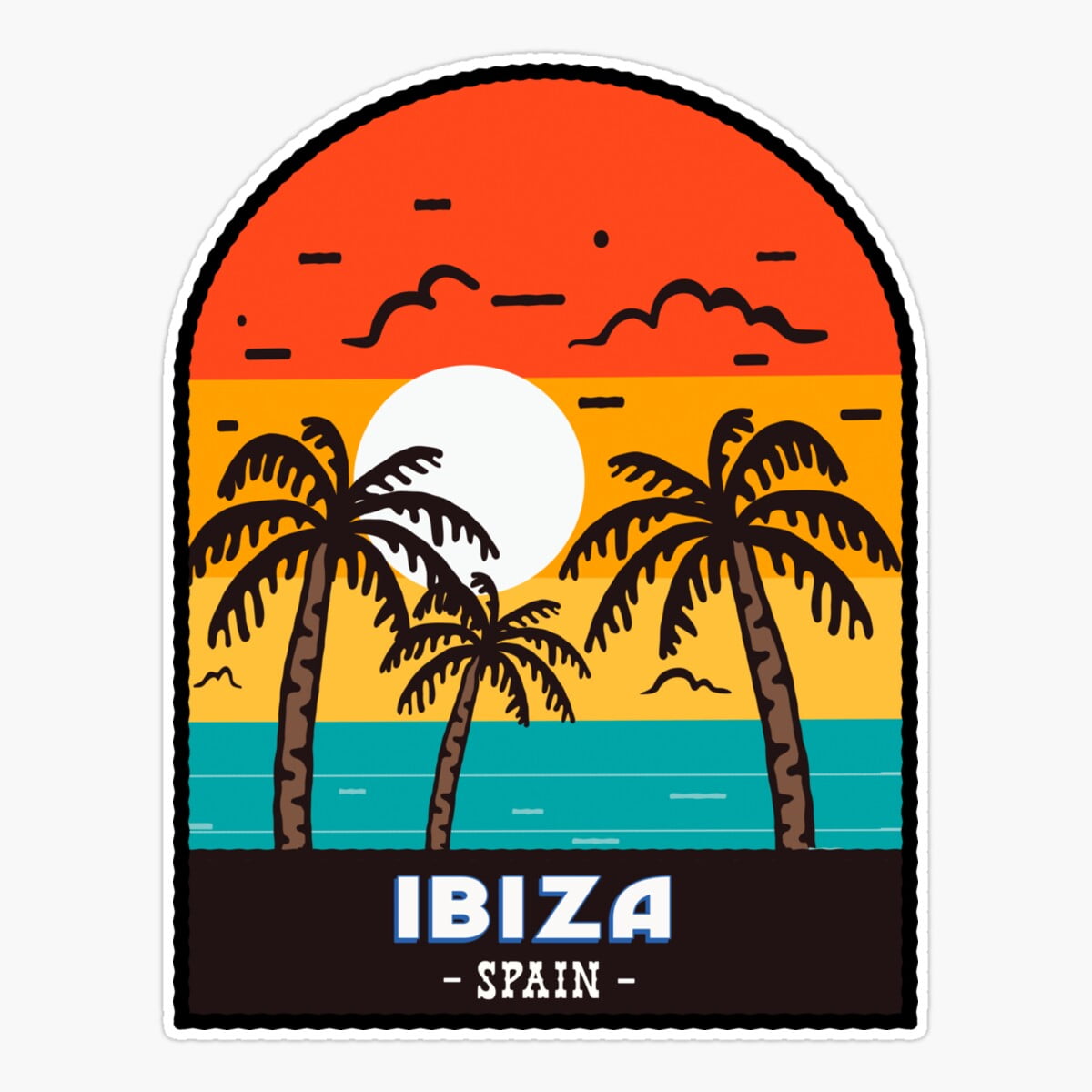 Onim Ibiza Spain Retro España Sticker, Phone Decal Water Bottle ...