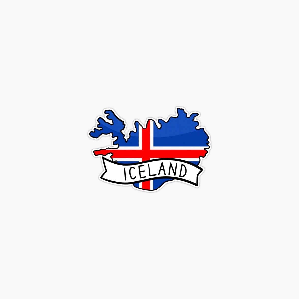 Onim Iceland Flag Map Sticker Sticker, Phone Decal Water Bottle ...