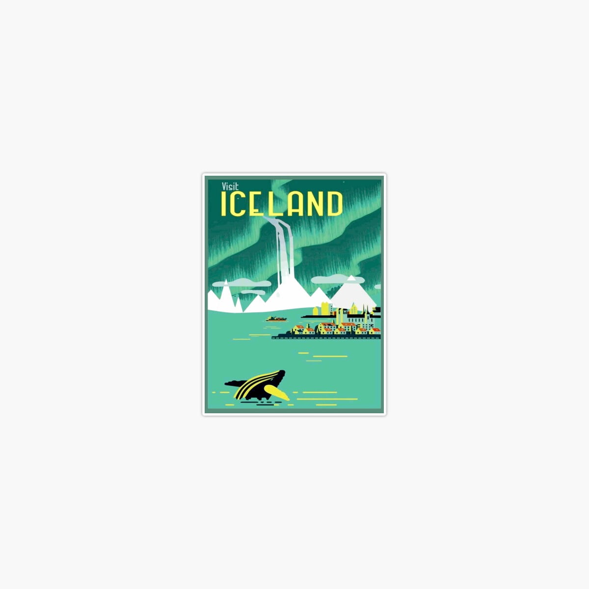 Onim Iceland : Vintage Travel And Tourism Advertising Print Sticker ...