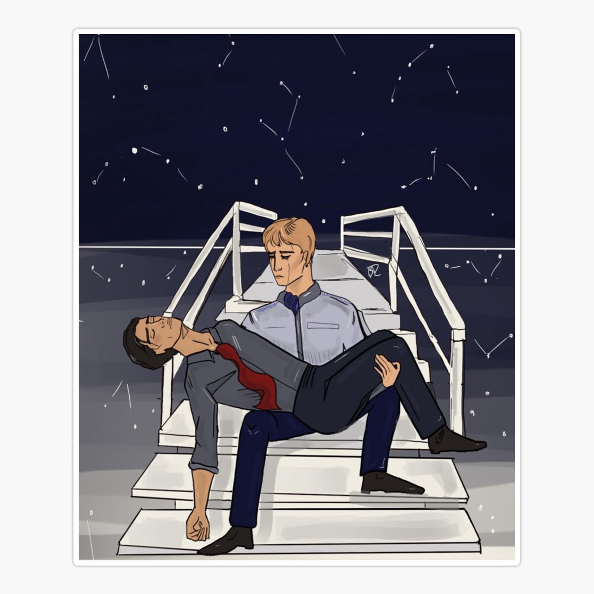 Onim If We Were Villains - Oliver And James Line Art Sticker, Phone ...