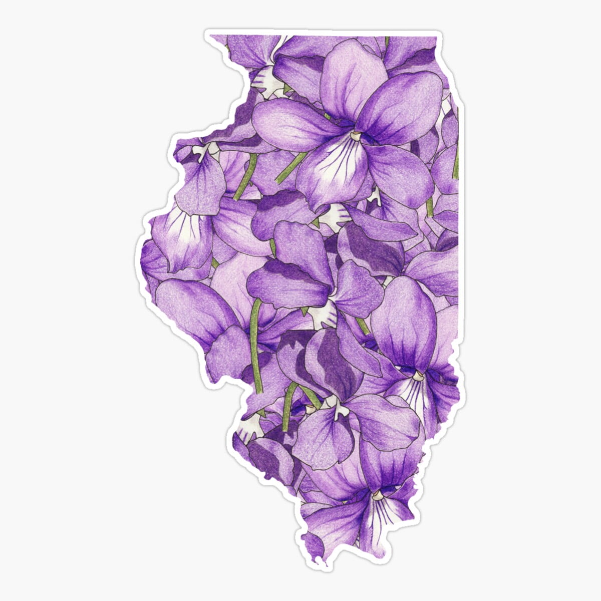 Onim Illinois Flowers Sticker, Phone Decal Water Bottle Stickers Car ...