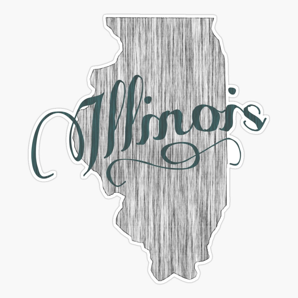 Onim Illinois State Typography Sticker, Phone Decal Water Bottle ...
