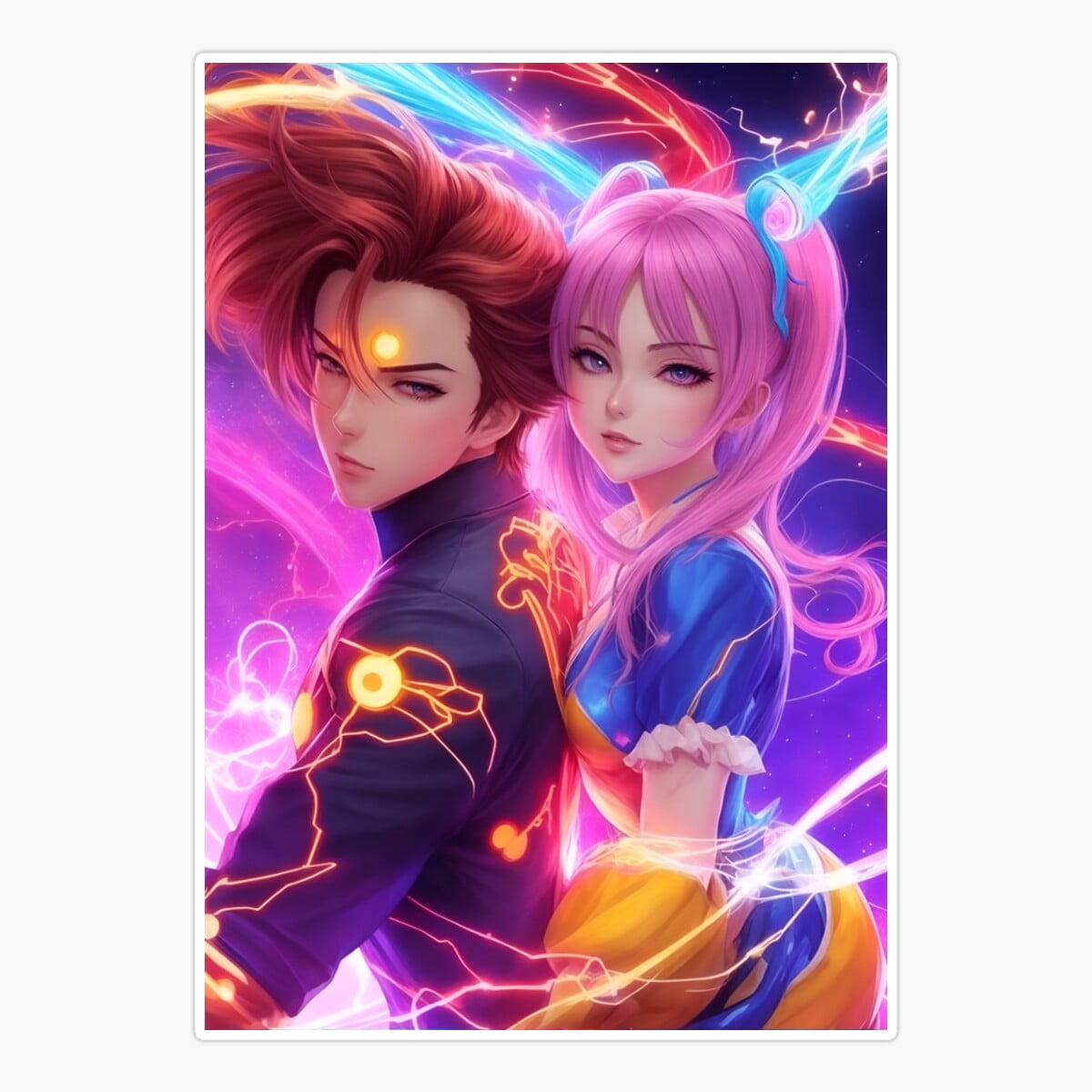 Onim Illuminate Your Look With Anime Neon Light Style Sticker, Phone ...