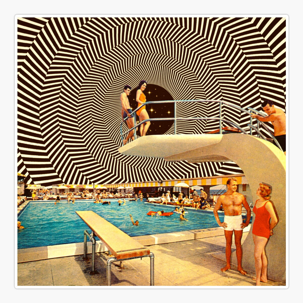 Onim Illusionary Pool Party Sticker, Phone Decal Water Bottle Stickers ...