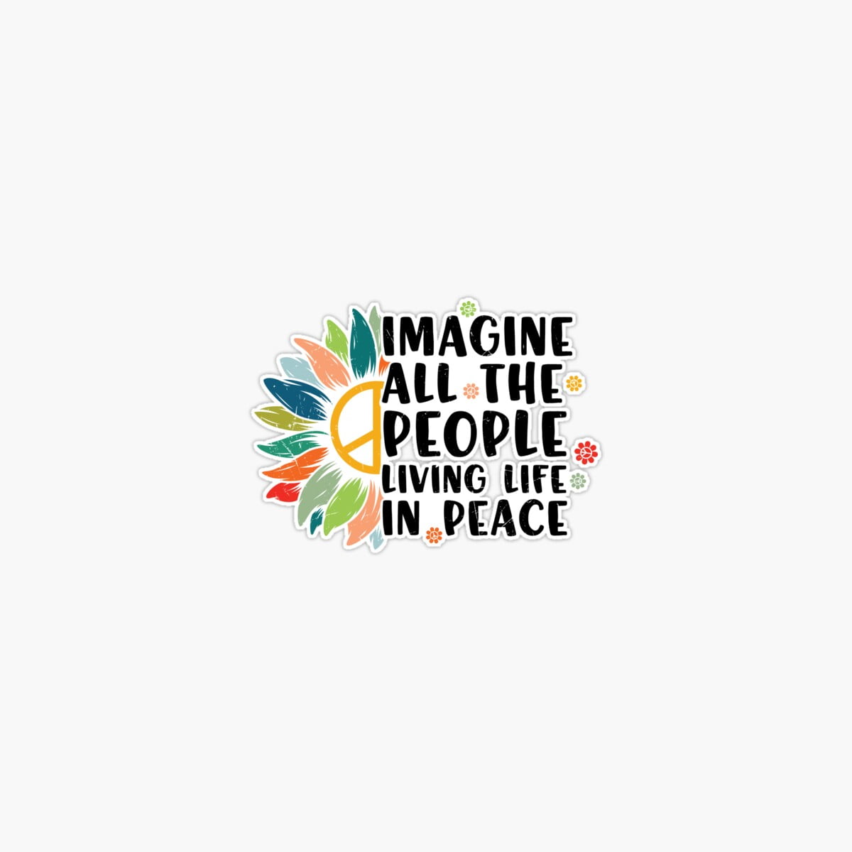 Onim Imagine All The People Living Life In Peace Sticker, Phone Decal ...