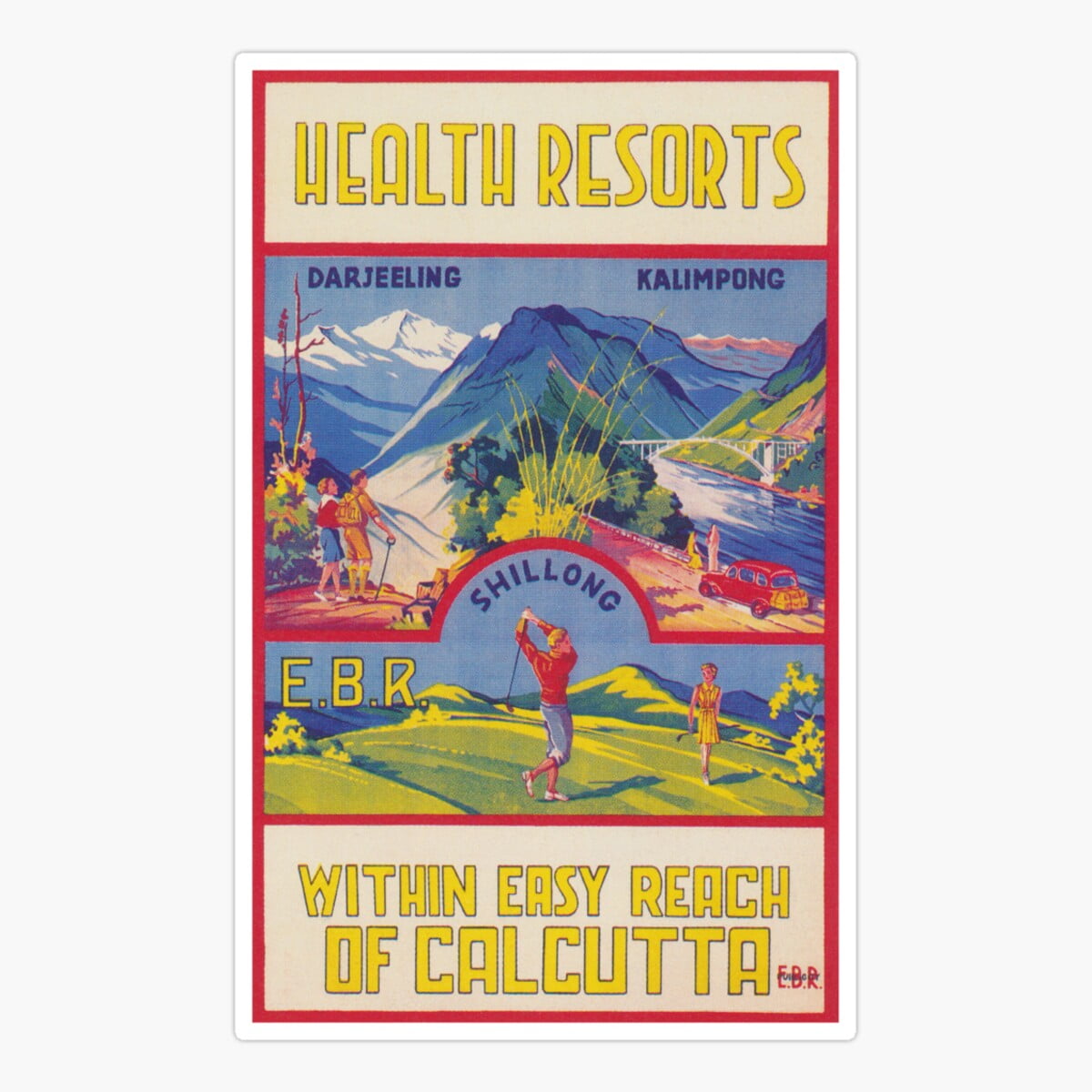 Onim India Wall Art, Health Resorts Vintage Poster Sticker, Phone Decal ...