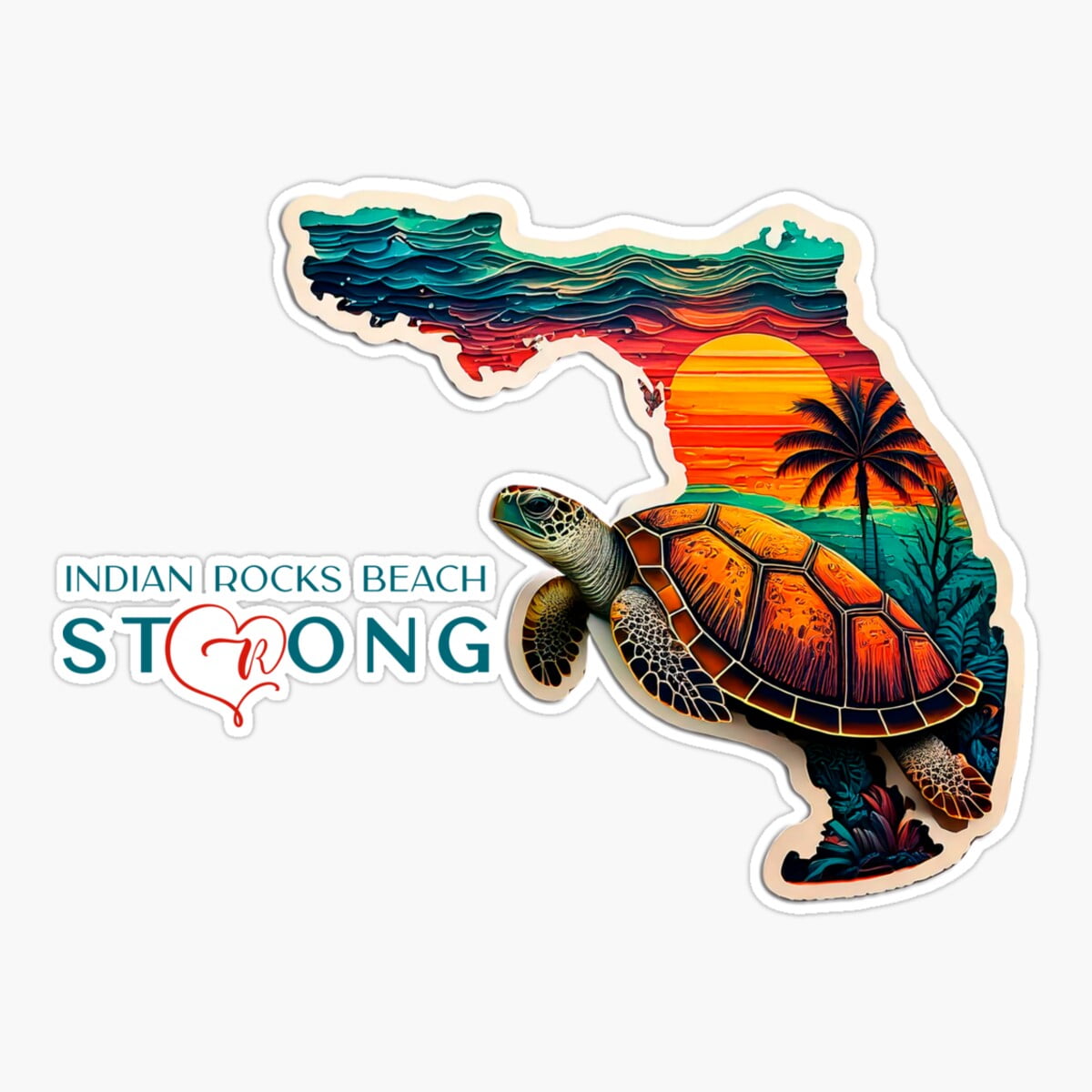 Onim Indian Rocks Beach, Florida Strong Florida Retro Turtle & Sunset ...