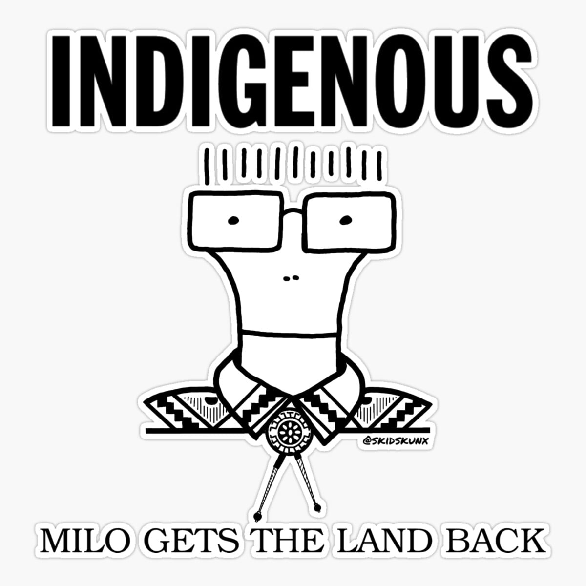 Onim Indigenous. Milo Gets The Land Back. Sticker, Phone Decal Water ...