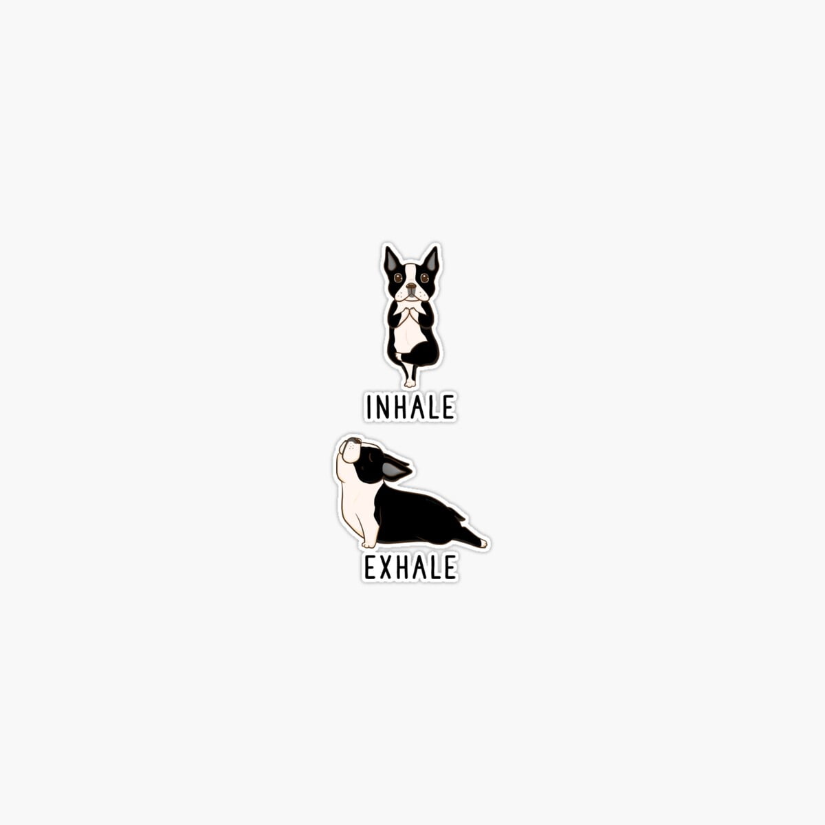 Onim Inhale Exhale Boston Terrier Yoga Sticker, Phone Decal Water ...