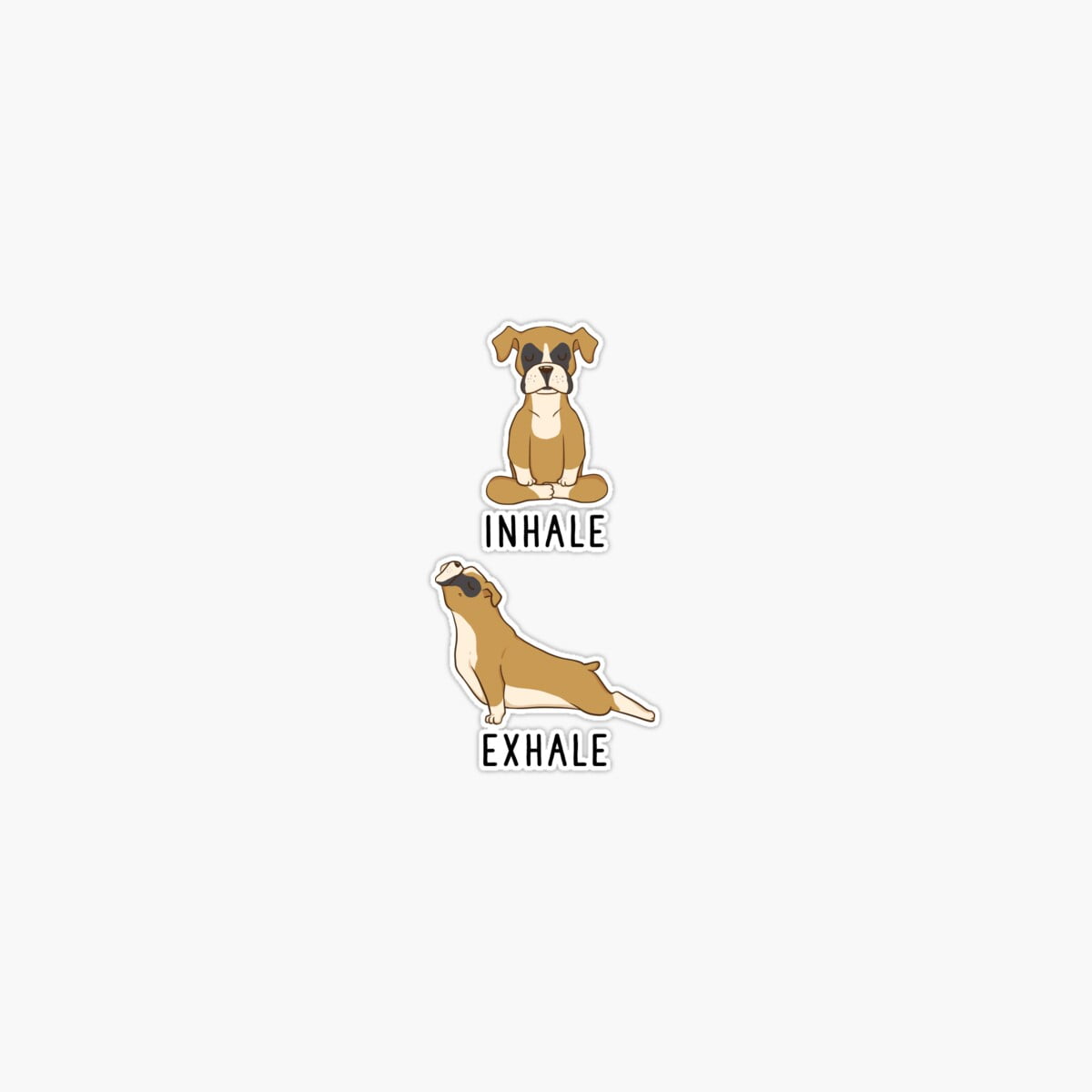 Onim Inhale Exhale Boxer Dog Yoga Sticker, Phone Decal Water Bottle ...